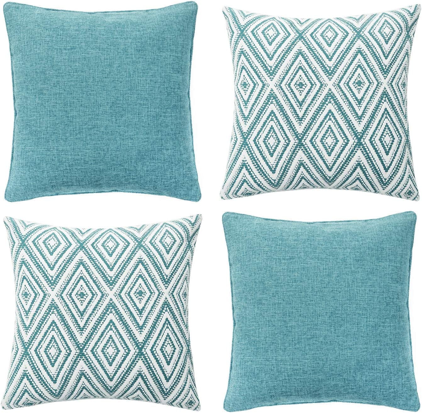 Decorative Throw Pillow Covers Set of 4 Geometric Design Linen Cushion ...