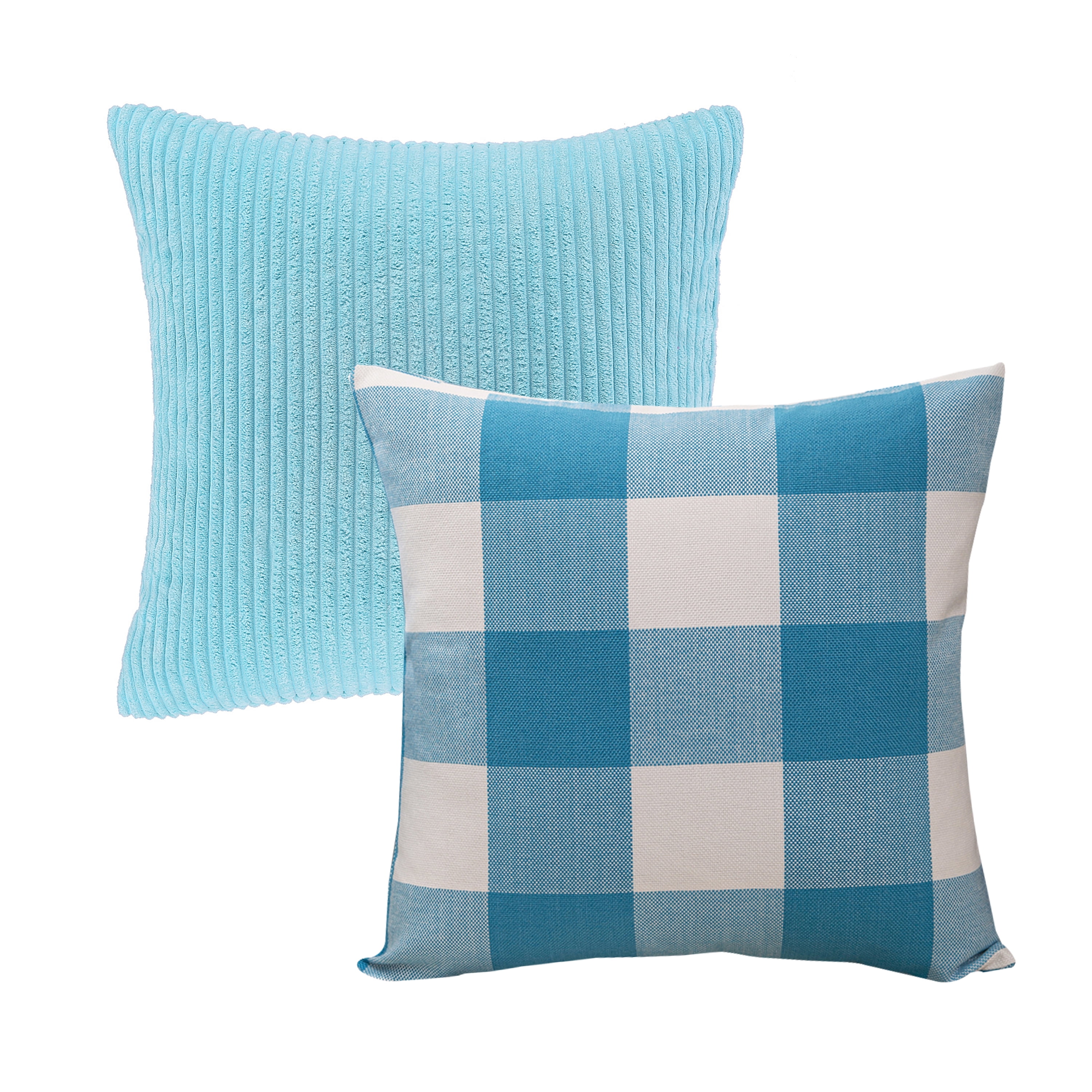 Decorative Throw Pillow Set, Soft Corduroy Striped Velvet & Buffalo ...