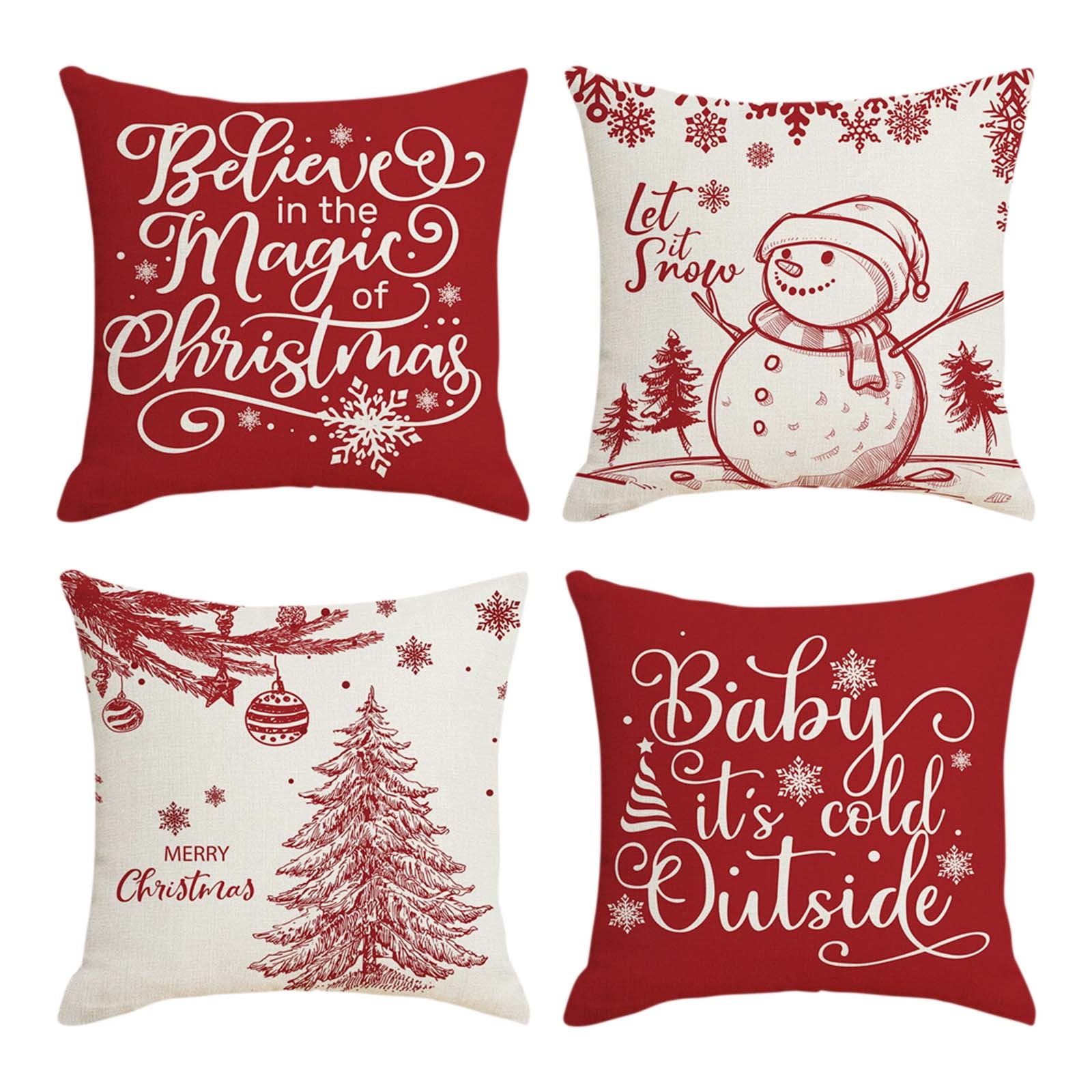 Decorative Throw Pillows Hwkond 4pc Merry Christmas PillowCovers ...