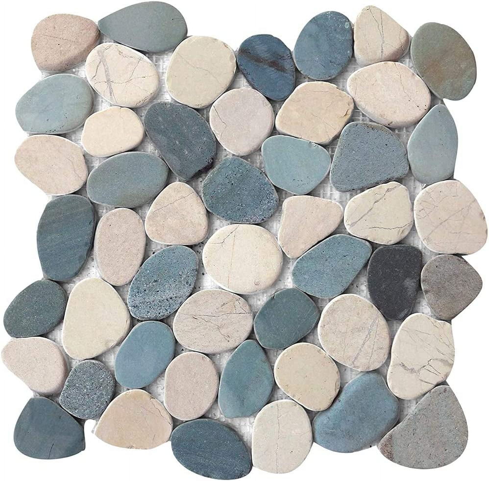 Decorative Tiles Interlocking Tumbled Pebble Tiles (5-Sheets) Kitchen ...