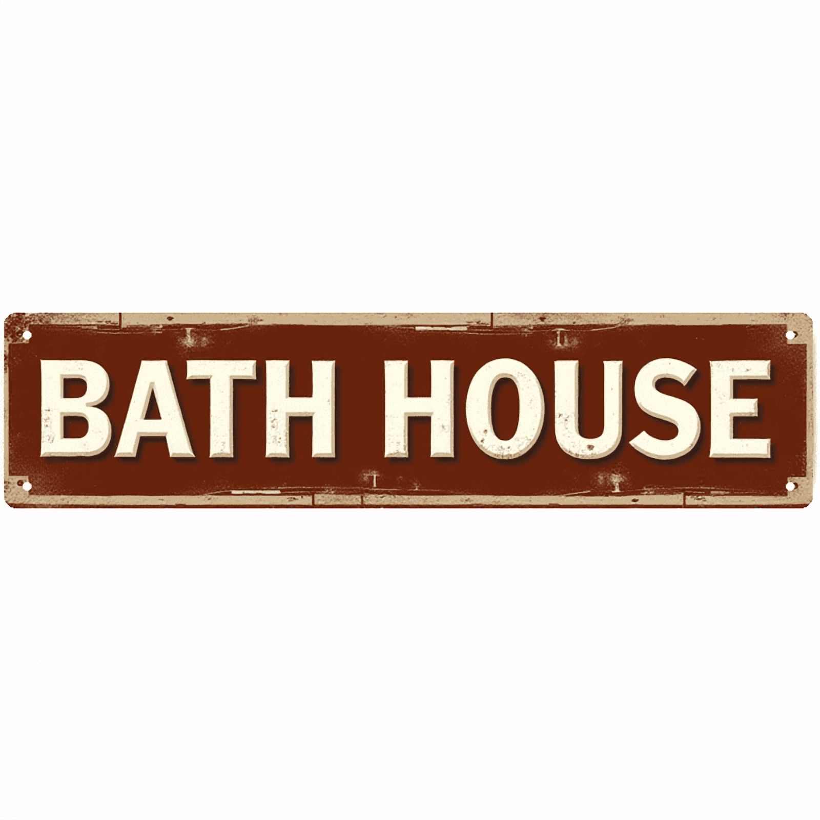 Decorative Tin Sign - 16*4 Inch "BATH HOUSE" Vintage Bathroom Design ...