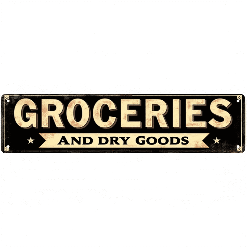 Decorative Tin Sign - 16*4 Inch "GROCERIES AND DRY GOODS" Vintage Store ...