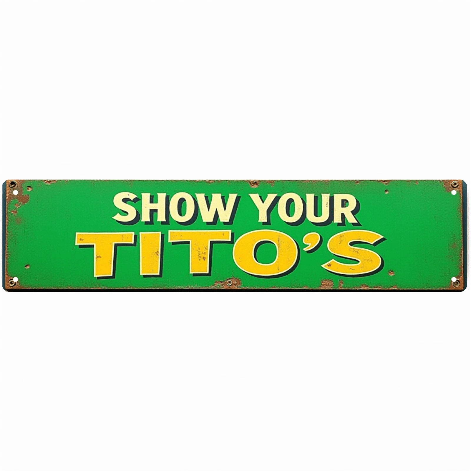 Decorative Tin Sign - 16*4 Inch "TITO' SHOW YOUR" Funny Design for Bar ...