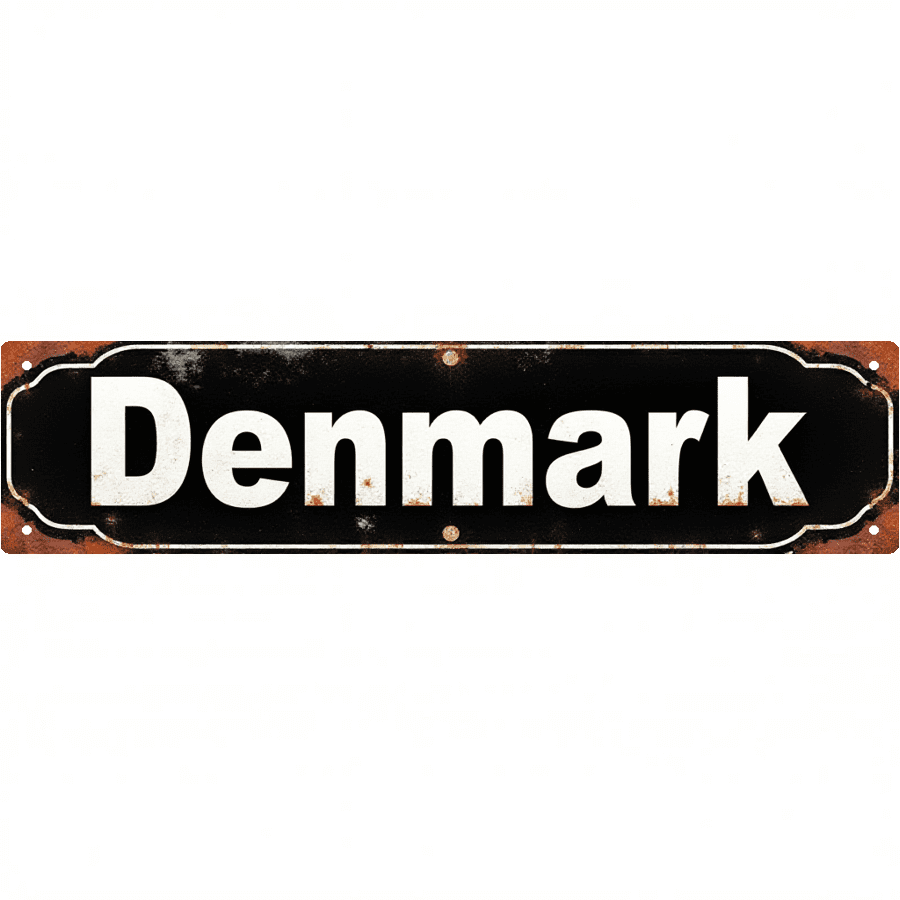 Decorative Tin Sign 16*4 Inches "Denmark" Living Room, Patio, Bedroom ...