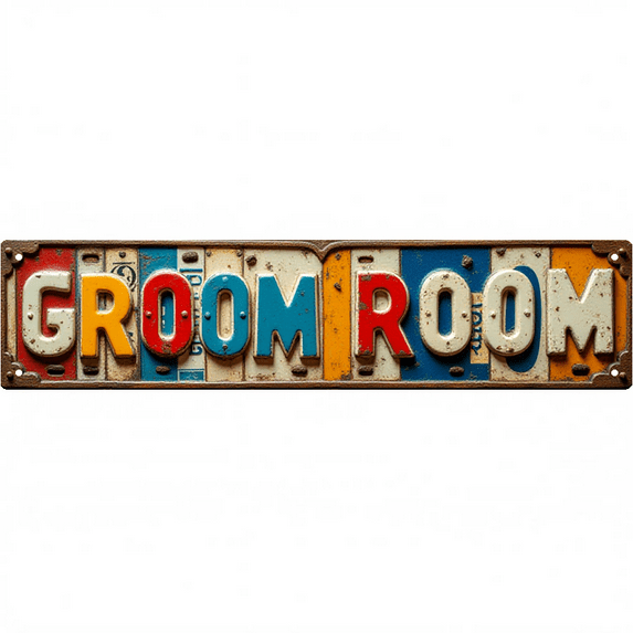 Decorative Tin Sign 16*4 Inches "Groom Room" Groom’s Room, Bedroom, Man ...