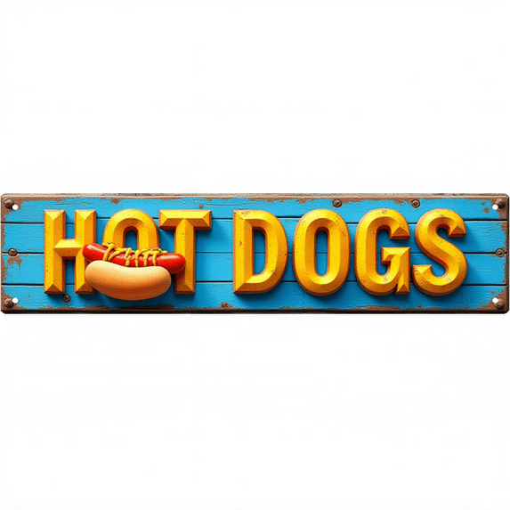 Decorative Tin Sign 16*4 Inches "Hot Dogs" Kitchen, Patio, Snack Bar ...