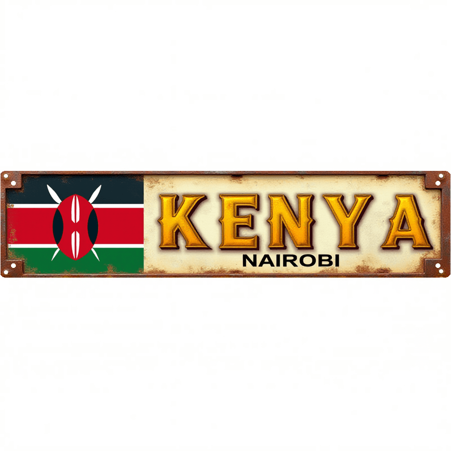 Decorative Tin Sign 16*4 Inches "Kenya Nairobi" Living Room, Patio ...