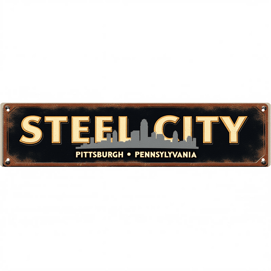 Decorative Tin Sign 16*4 Inches Steel City Pittsburgh Hometown Graphic ...