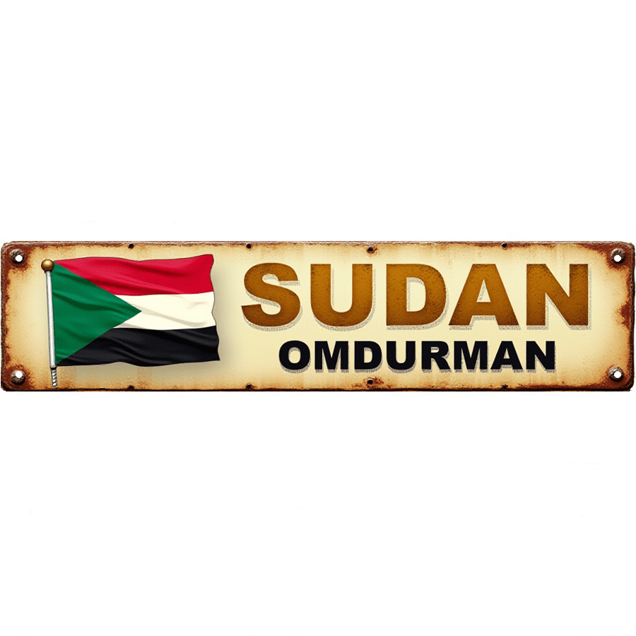 Decorative Tin Sign 16*4 Inches "Sudan Omdurman" Living Room, Patio ...