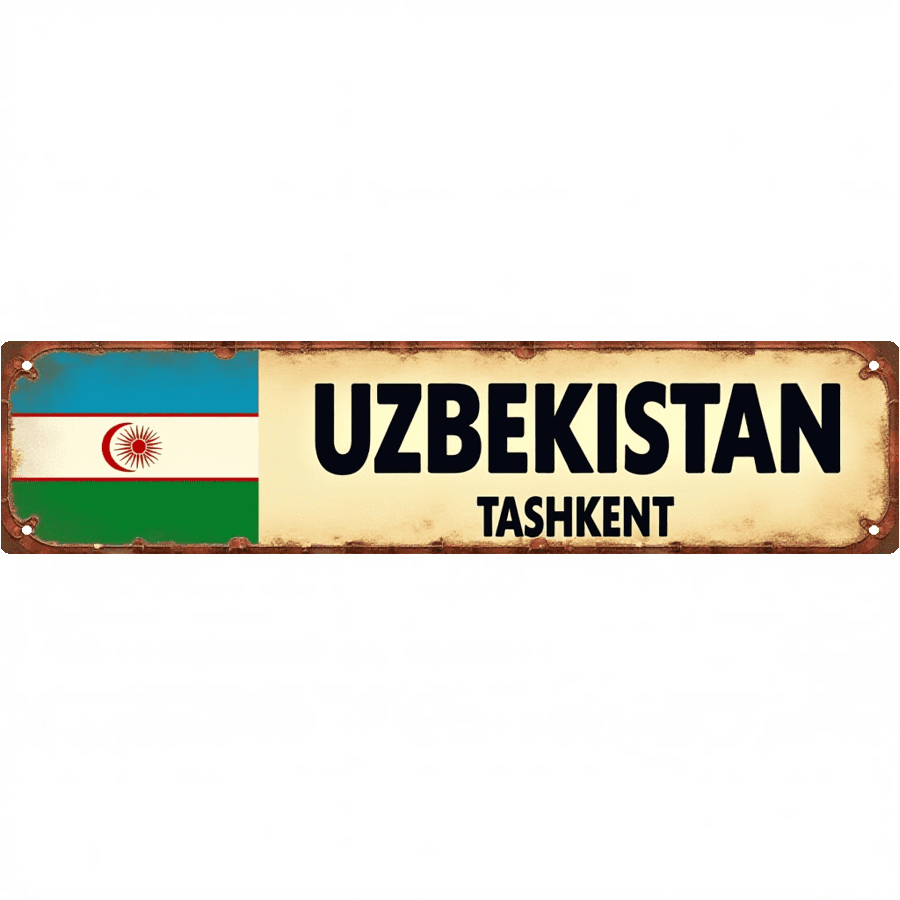 Decorative Tin Sign 16*4 Inches "Uzbekistan Tashkent" Living Room ...