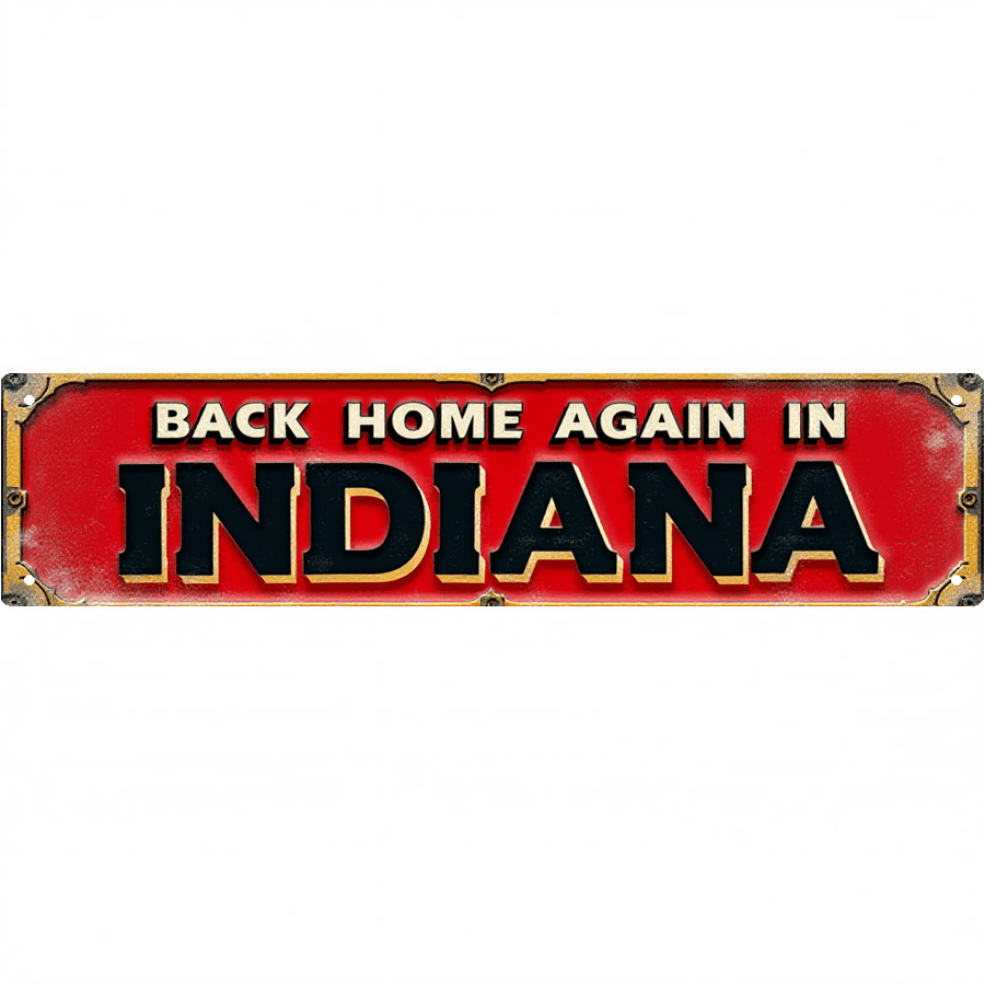 Decorative Tin Sign 16x4 Inch Back Home Again in Indiana Design - Ideal ...