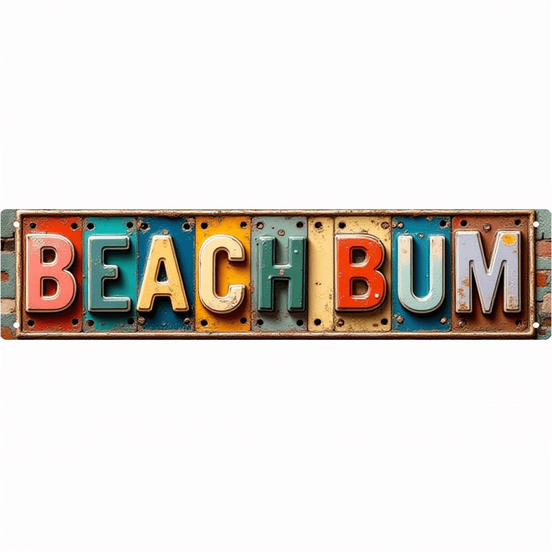 Decorative Tin Sign 16x4 Inch Beach Bum Design - Perfect for Beach ...