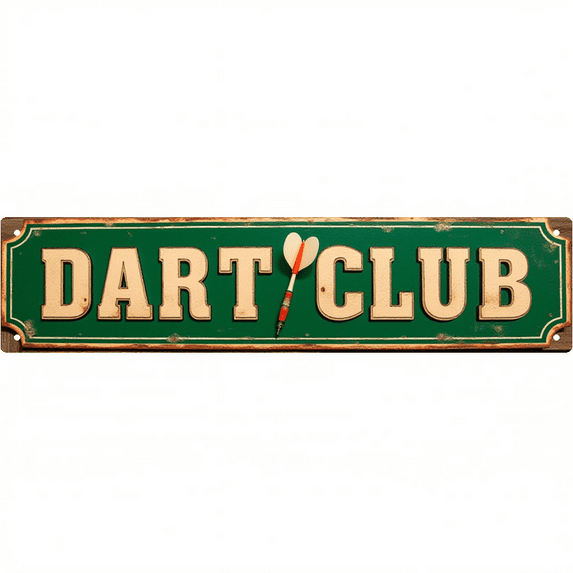 Decorative Tin Sign 16x4 Inch Dart Club Design - Great for Game Room ...