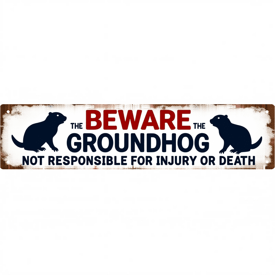 Decorative Tin Sign 16x4 Inch Groundhog Beware Not Responsible for ...