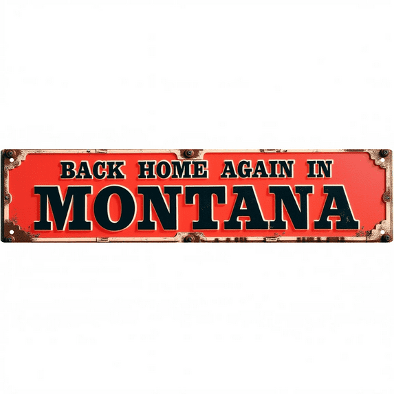 Decorative Tin Signs 16*4 Inches "Back Home Again in Montana" Great for ...