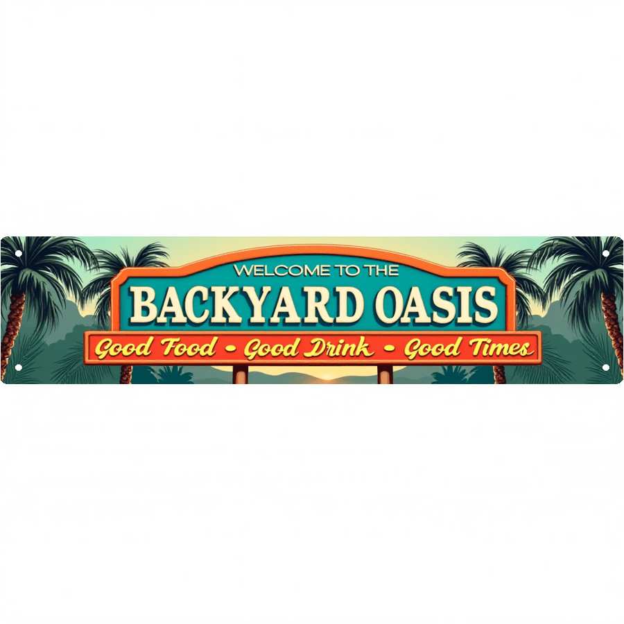 Decorative Tin Signs 16*4 Inches Backyard Oasis Themed Design for Patio ...