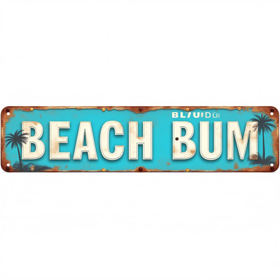 Decorative Tin Signs 16*4 Inches "Beach Bum" Beachy Decor, Outdoor ...