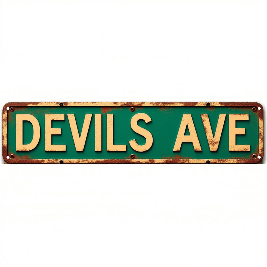 Decorative Tin Signs 16*4 Inches "Devils Ave" Edgy Devils Ave Decor for ...