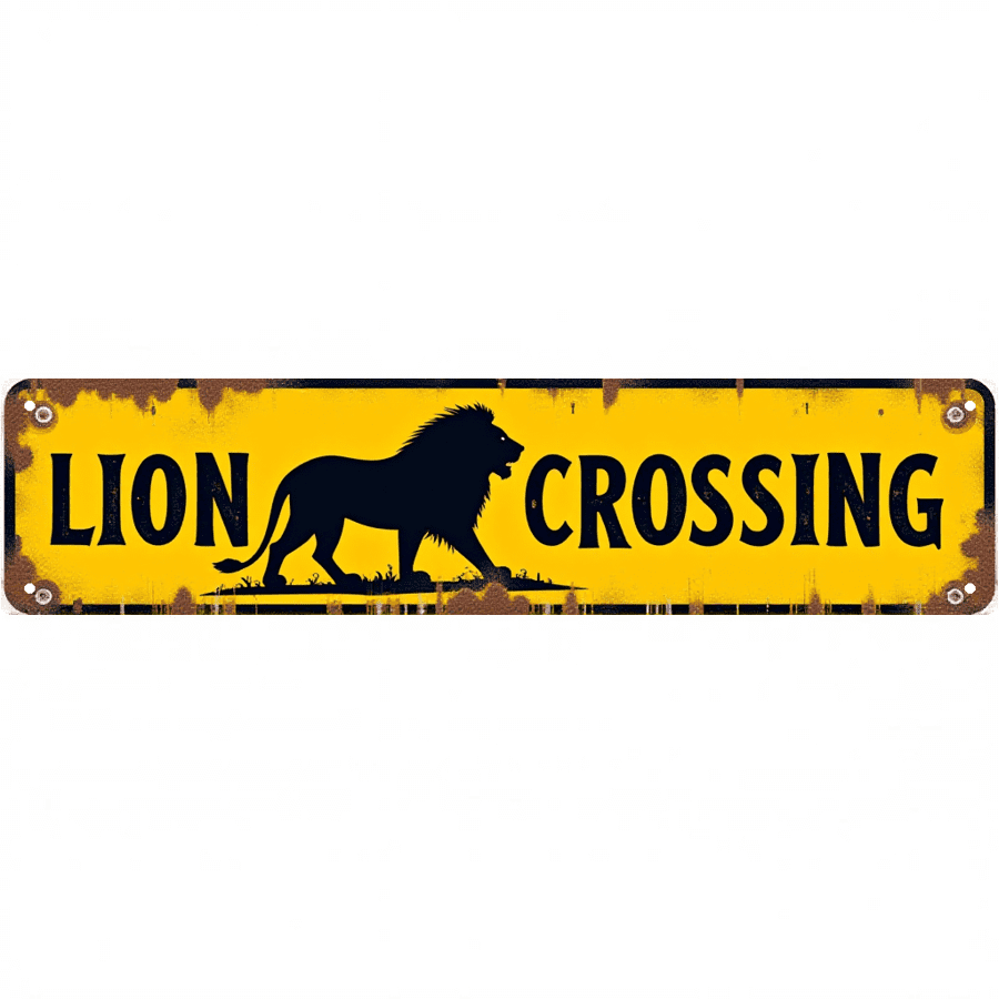 Decorative Tin Signs 16*4 Inches "Lion Crossing" Great for Backyard ...