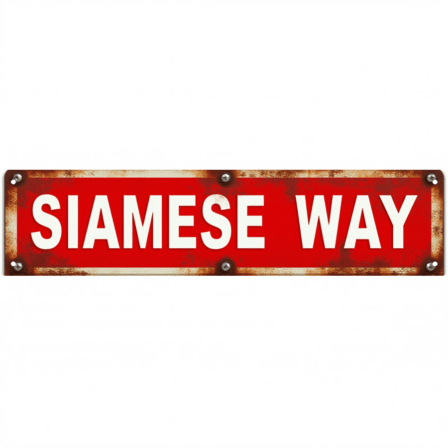 Decorative Tin Signs 16*4 Inches "Siamese Way" Cute Siamese Way Cat ...