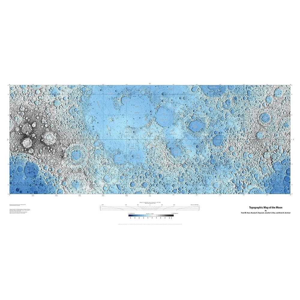 Decorative Topographic Map of the Moon Projection Poster Print by ...