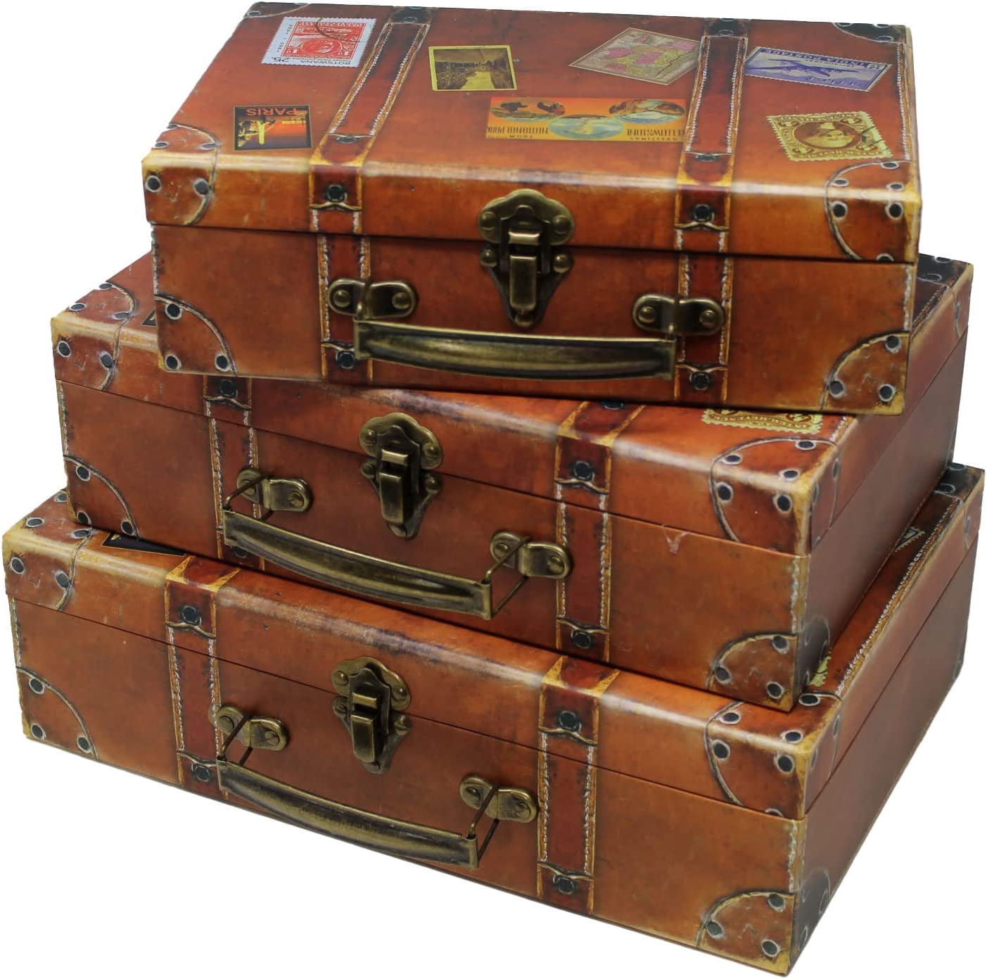 Decorative Travel-Themed Paperboard Boxes (Set of 3) – Small Suitcase ...
