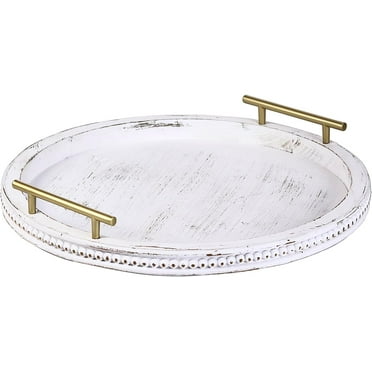 Kate And Laurel Lipton Modern Round Tray, 15.5 Diameter, Navy and ...