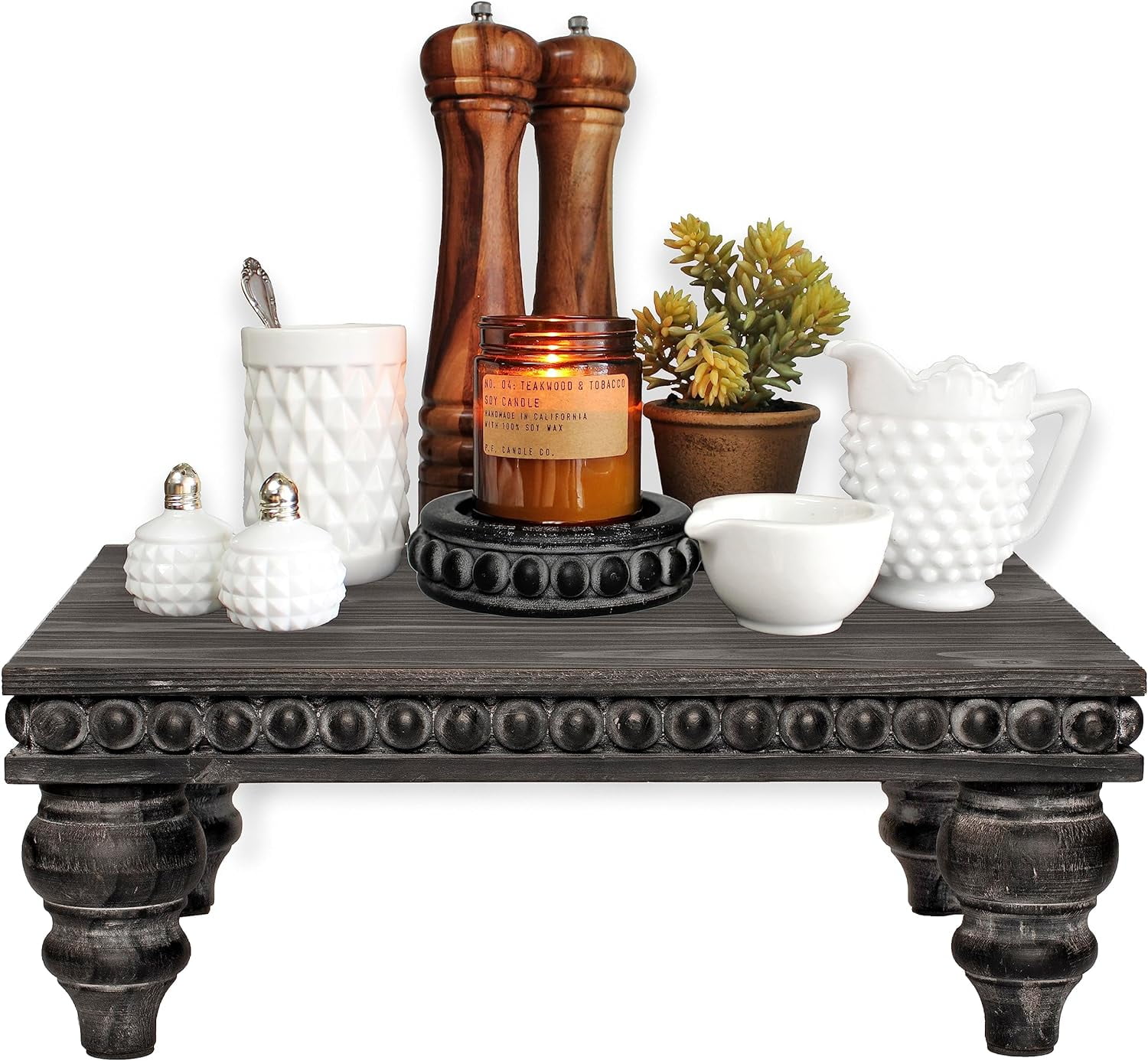 Decorative Tray Stand Display Riser - Wooden Tiered Tray Decor for ...