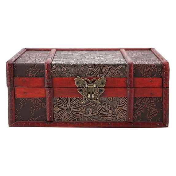 Decorative Treasure Box, Vintage Wooden Large Desktop Storage Boxes for ...