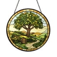 Decorative Tree Landscape Stained Glass Suncatcher – Round Window ...