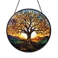 Decorative Tree Silhouette Stained Glass Style Window Decor, Hanging ...