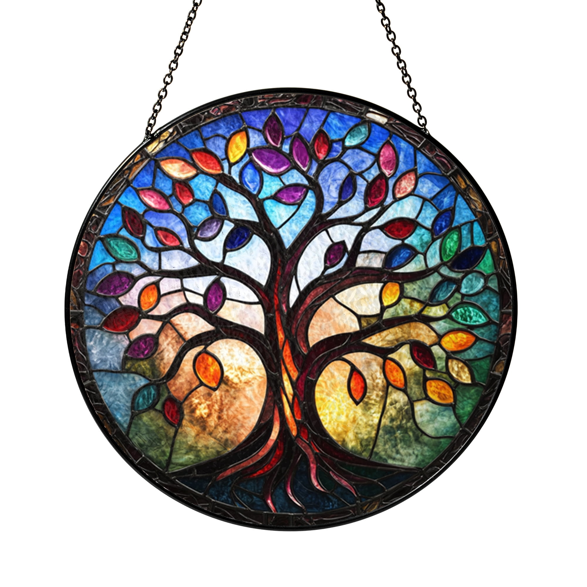 Decorative Tree Stained Glass Style Suncatcher – Botanical Window Decor ...