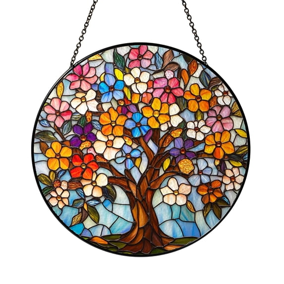 Decorative Tree Stained Glass Style Suncatcher Window Hanging, Elegant ...