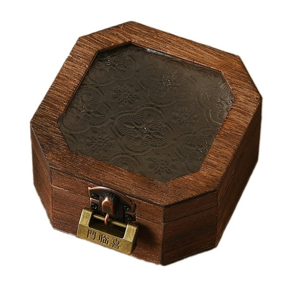 Decorative Trinket Box with Glass Lid Elegant Begonia Flowers Wooden ...