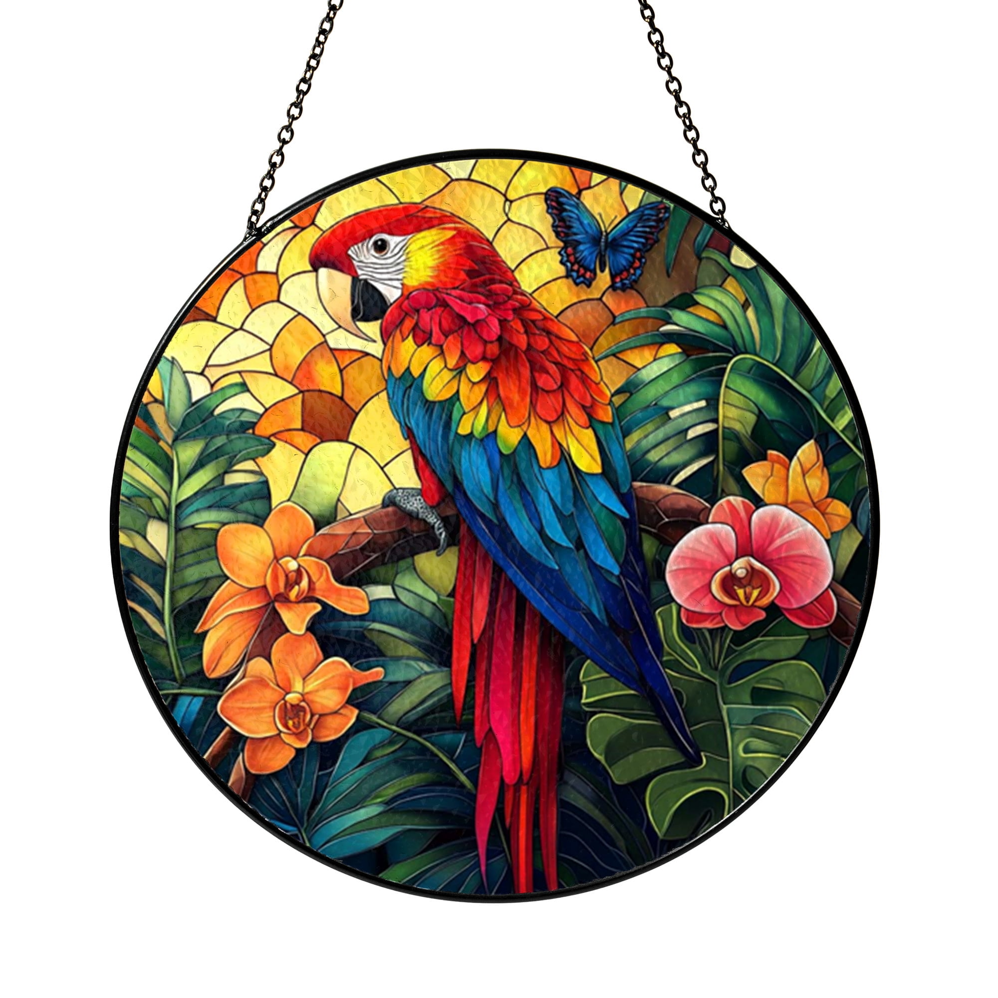 Decorative Tropical Bird Glass Window Accent, Rainforest Inspired ...
