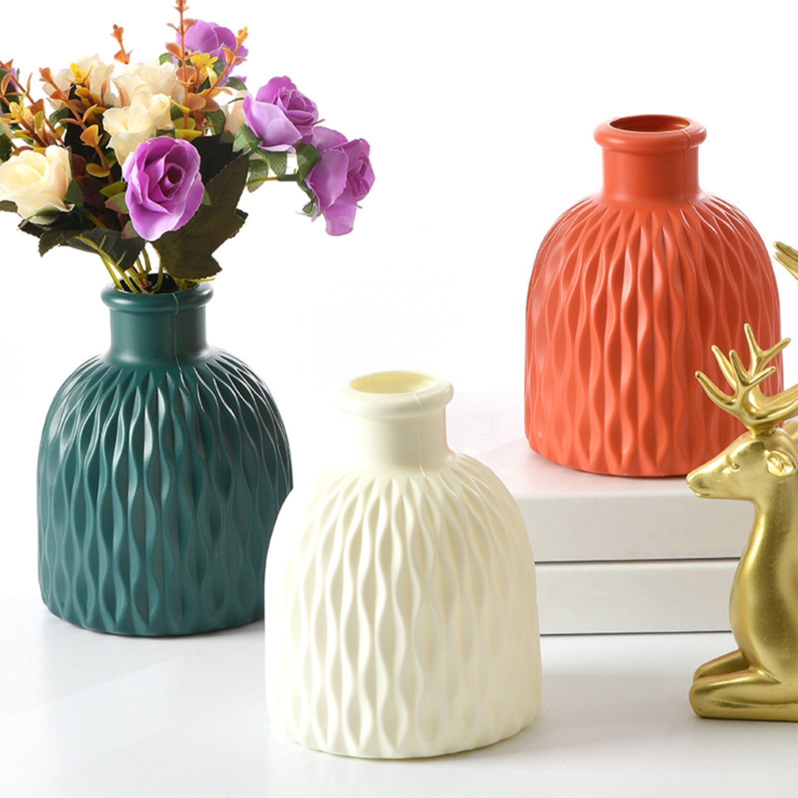 Decorative Vase for Flower Arrangements, Plastic Imitation Glazed ...