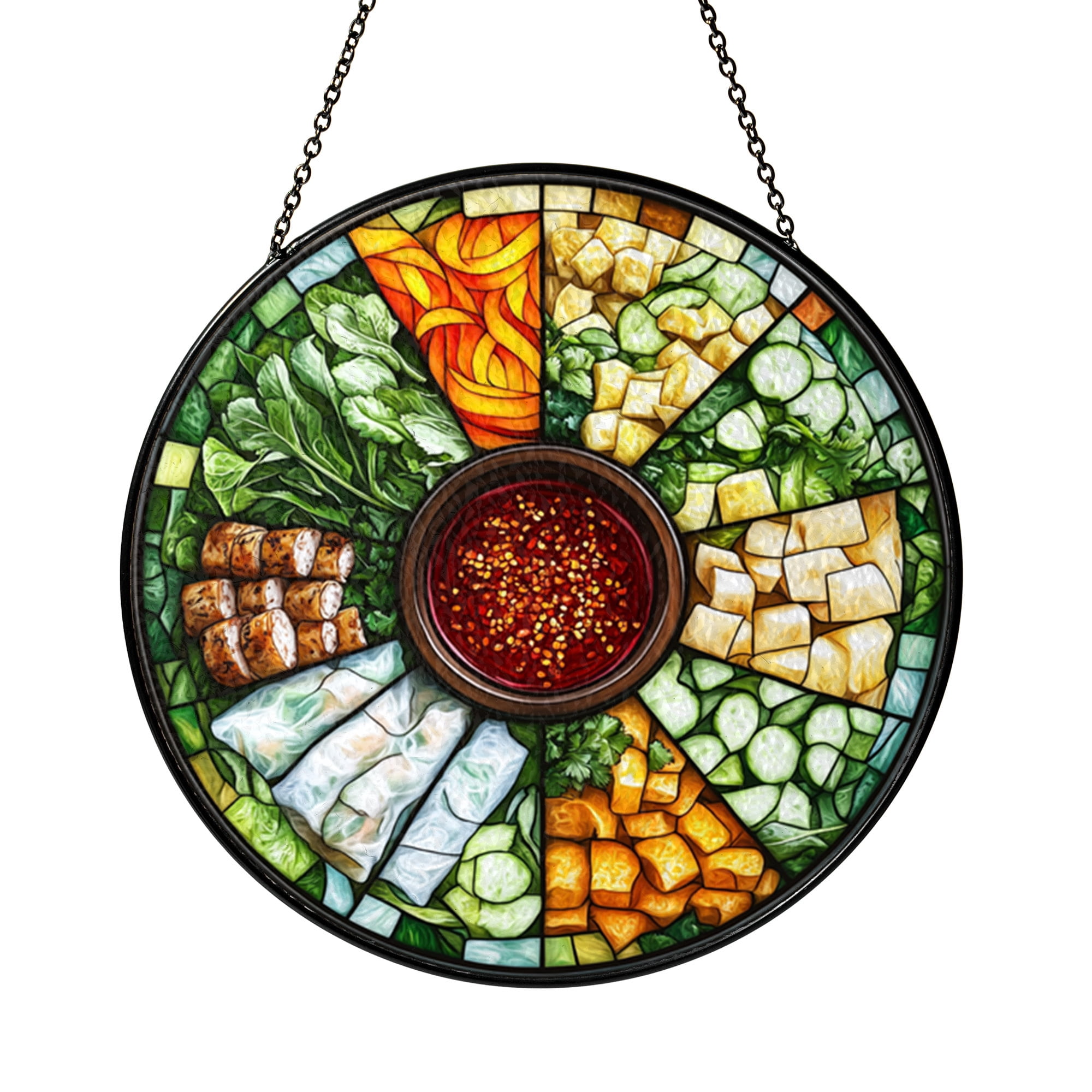 Decorative Vietnamese Cuisine Stained Glass Style Window Suncatcher ...