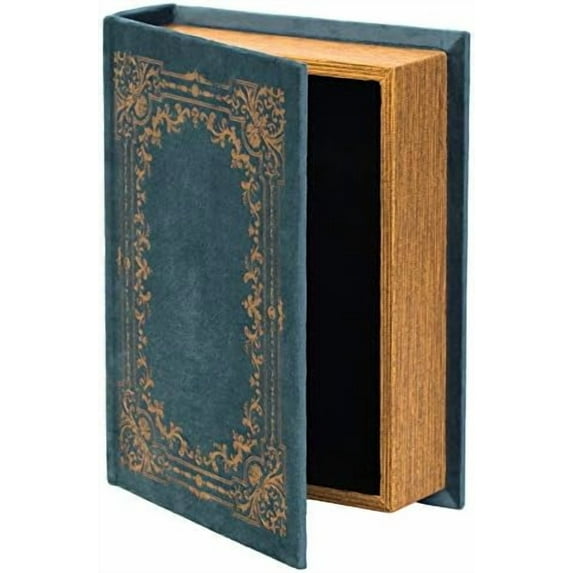 Decorative Vintage Book Shaped Trinket Storage Box - Blue - Walmart.com
