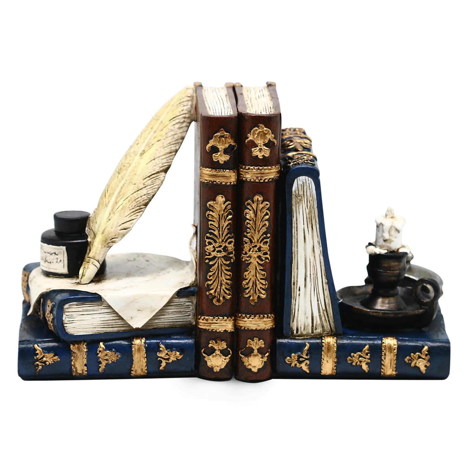 Decorative Vintage Bookends Unique Wizard Feather Quill Pen and Ink ...