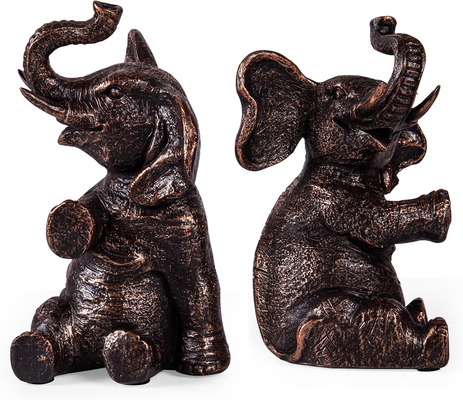 Decorative Vintage Elephant Bookends with Non-Slip Padding for Shelves ...