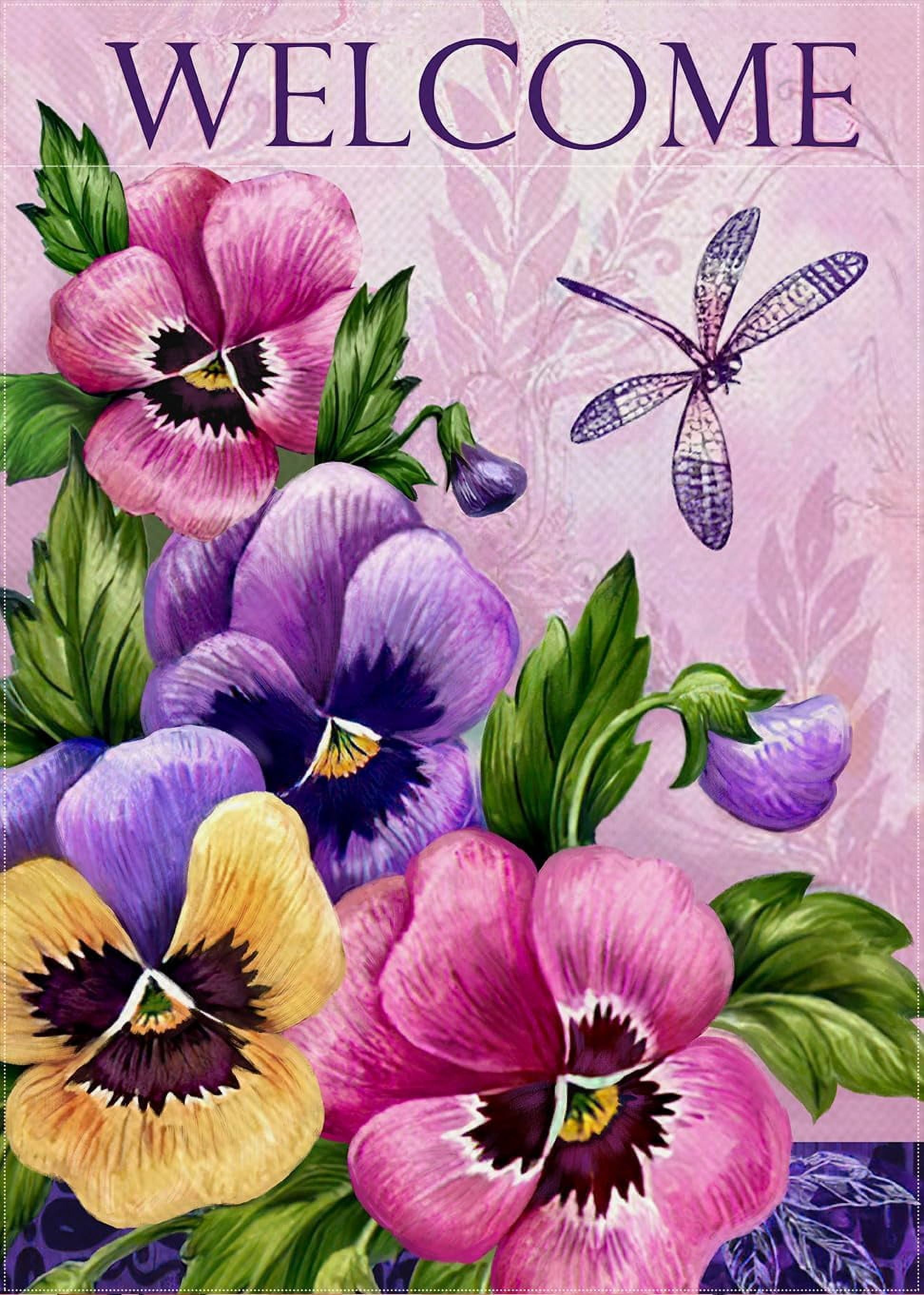Decorative Vintage Flower Welcome Spring Small Garden Flag Double Sided ...