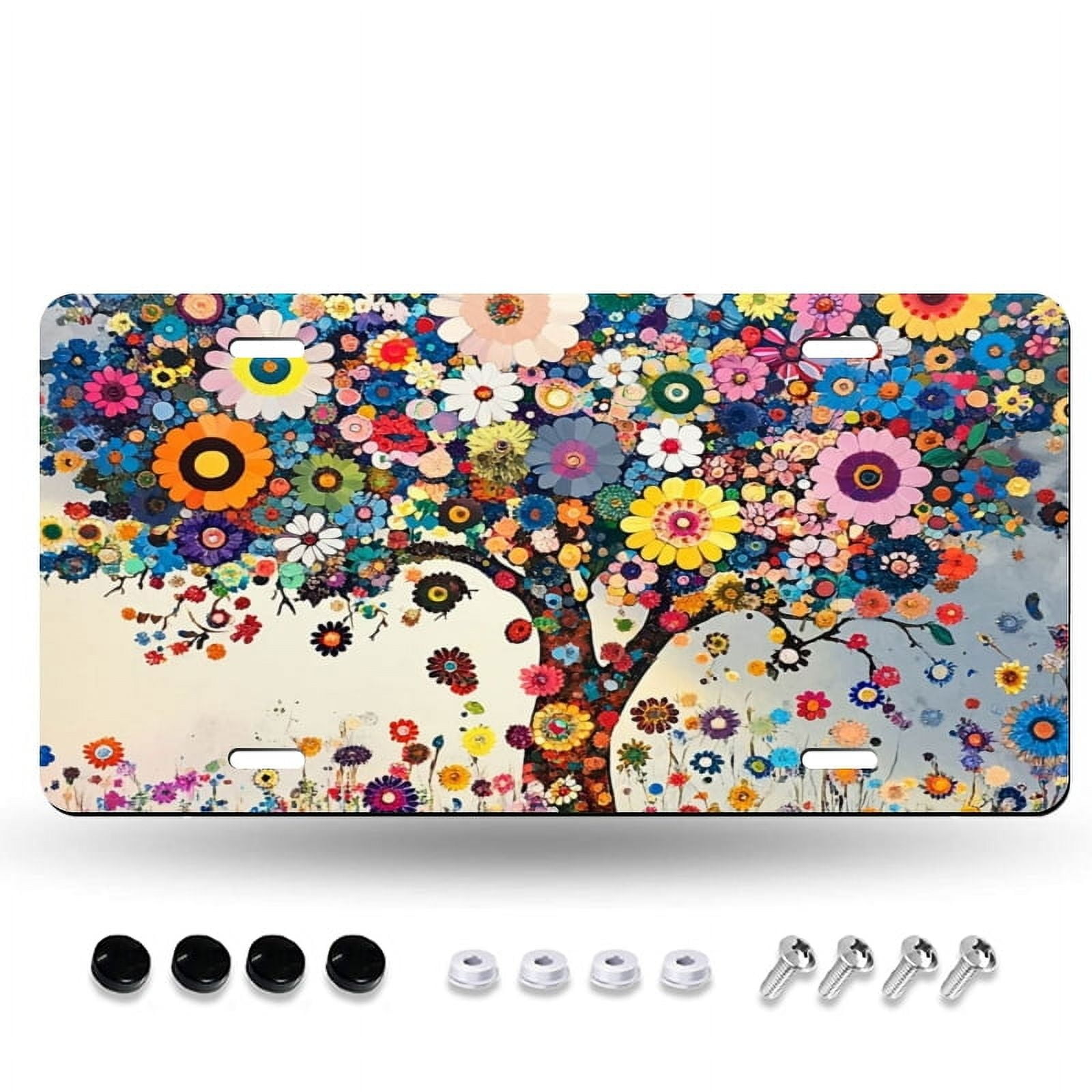 Decorative Vintage License Plate Frame, Rust-Proof Stainless Steel-Tree ...