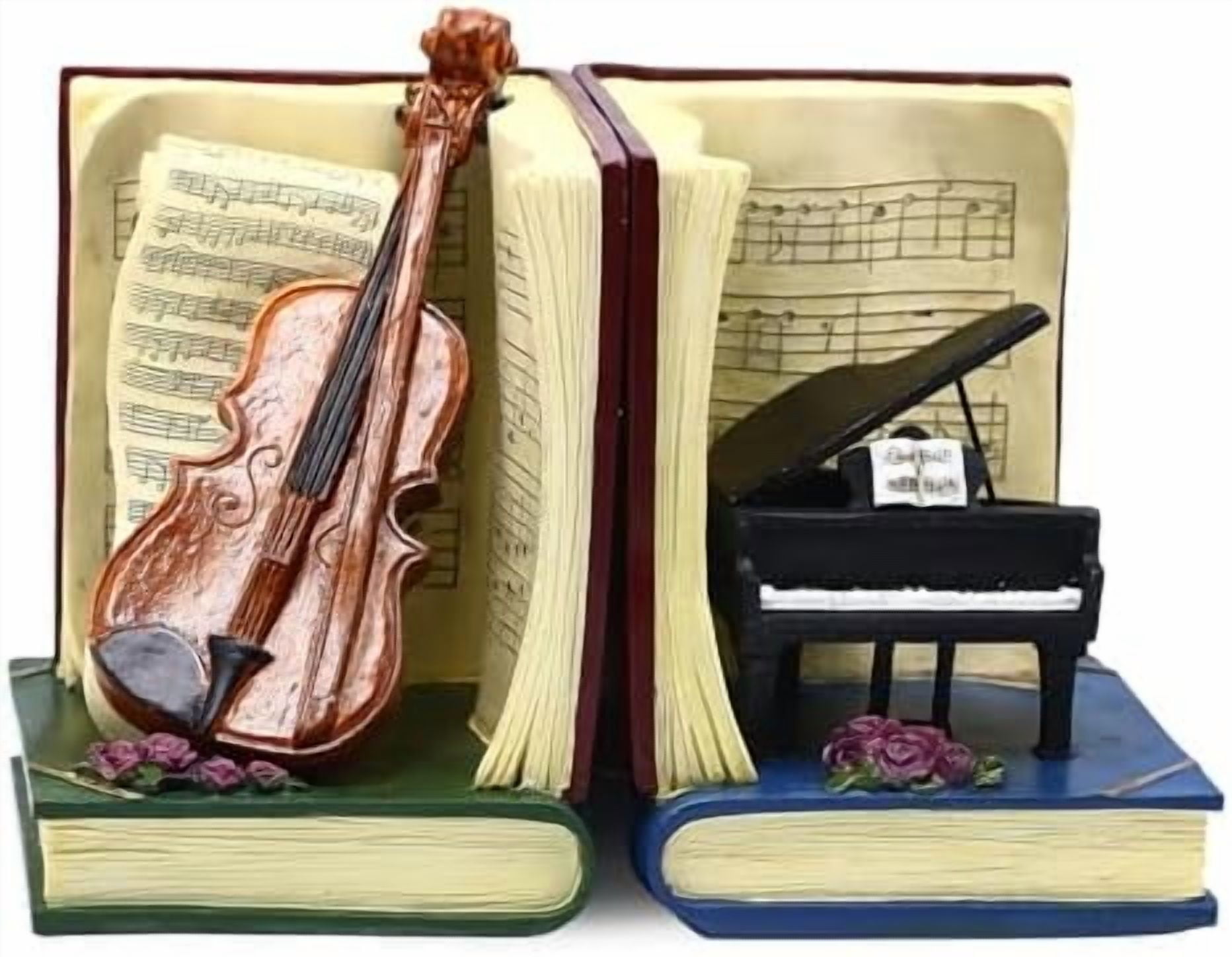 Decorative Violin Piano Bookends,Unique Violin Piano with Musical Notes ...