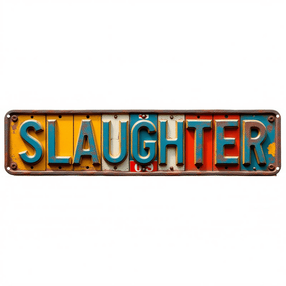 Decorative Wall Art 16x4 Inch Tin Signs "SLAUGHTER" Street Decor for ...