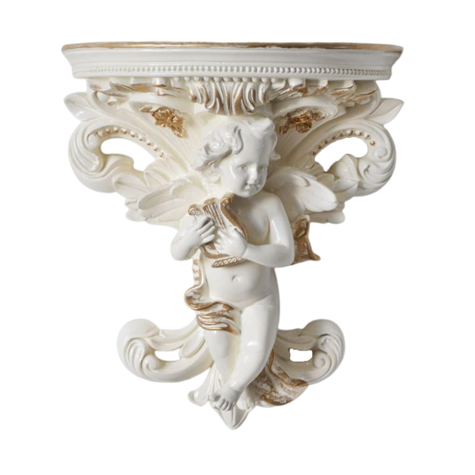 Decorative Wall Floating Shelf, Angel Statue Hanging Rack, Display ...