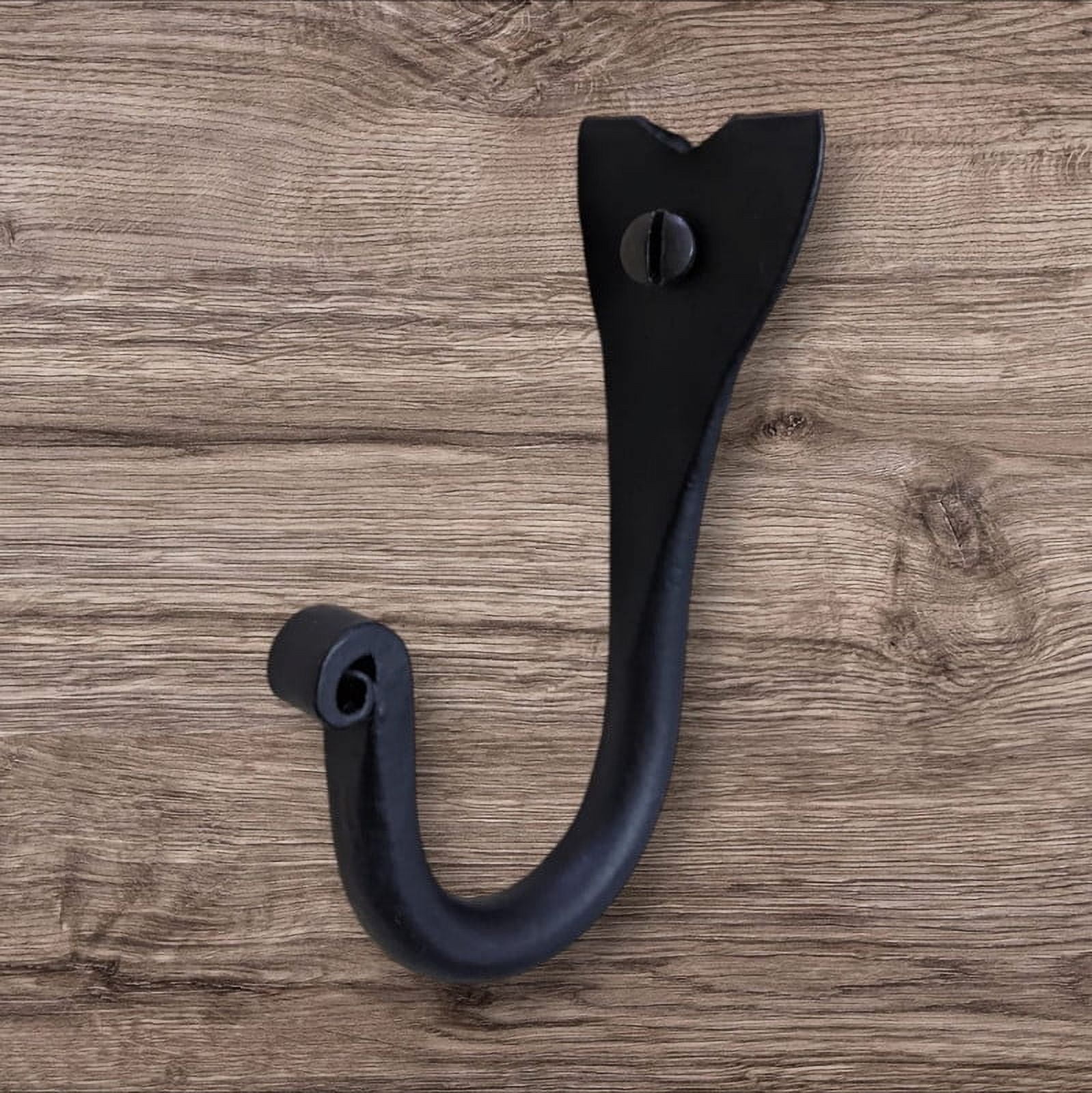 Decorative Wall Hook, Black Metal J-Hook, Wall Mounted, Wrought Iron ...