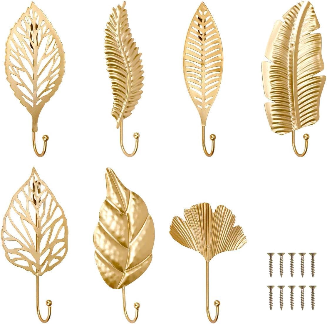 Decorative Wall Hooks Leaves Hooks, Gold Hanging Hook Wall Mounted ...