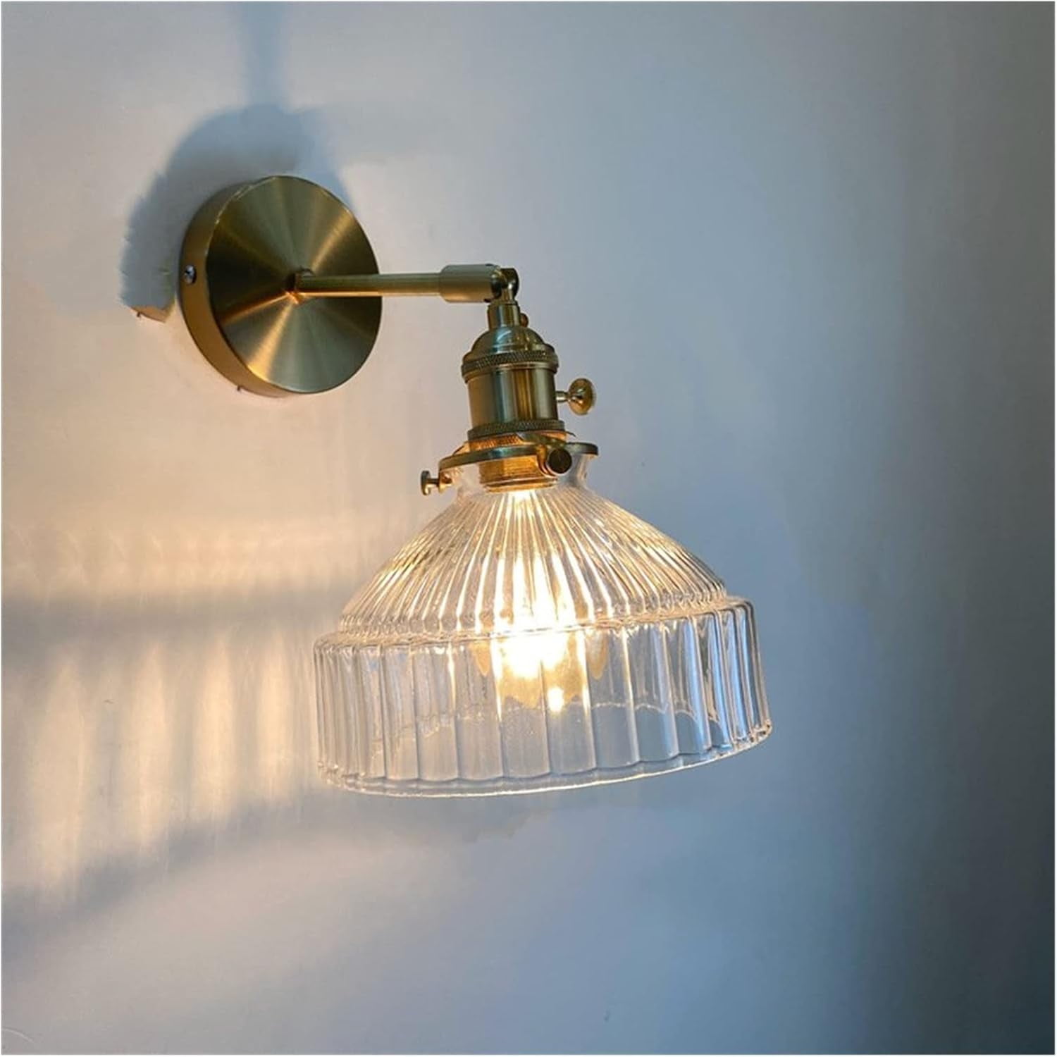 Decorative Wall Lamp Glass Shade Rotatable Modern Brass Bedside Led ...