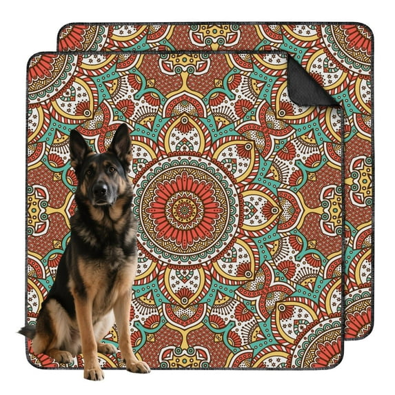 Decorative Washable Pee Pads 48" x48", Beautiful Mandala Pattern, Leak ...