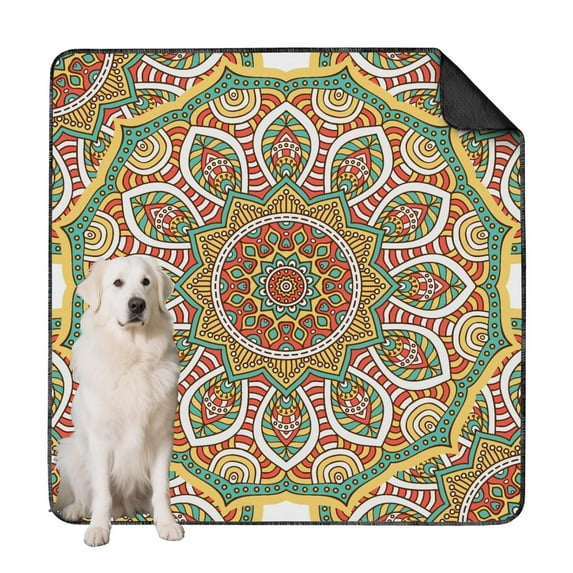 Decorative Washable Pee Pads 72" x72", Beautiful Mandala Pattern, Leak ...